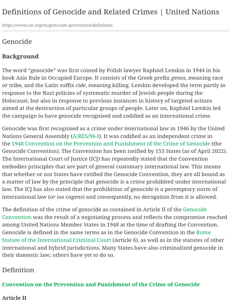 Understanding Genocide and Related Crimes | PDF | Crimes Against ...