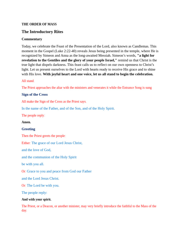 Order of Mass 2025 Guide | PDF | Eucharist | Lord's Prayer