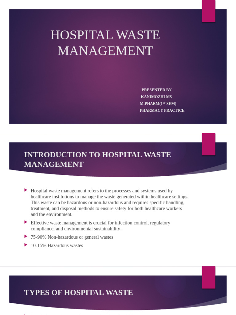 Hospital Waste Management Overview | PDF | Waste | Waste Management