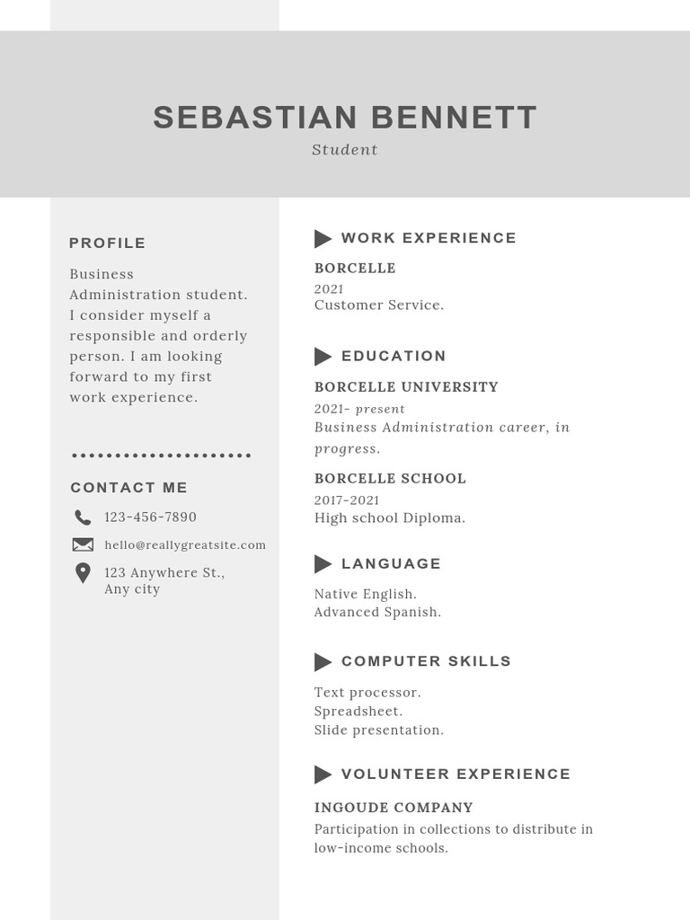 White Simple Student CV Resume | PDF