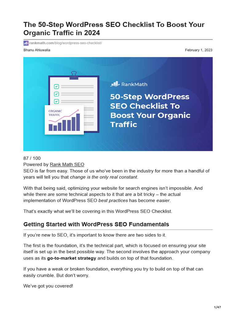 WordPress SEO Checklist for 2024 | PDF | Search Engine Optimization ...