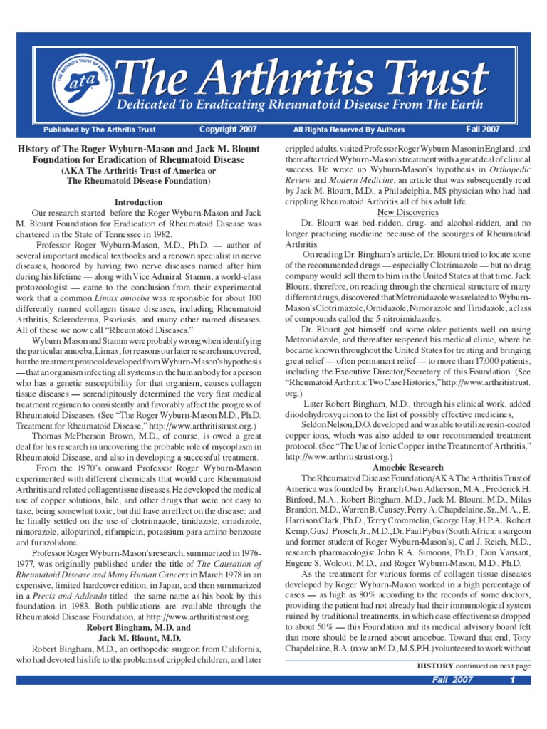 AKA The Arthritis Trust of America or The Rheumatoid Disease Foundation ...