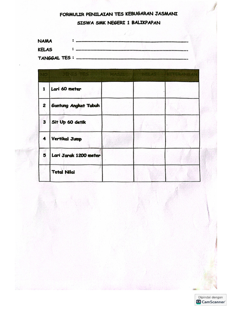 Formulir Tes | PDF