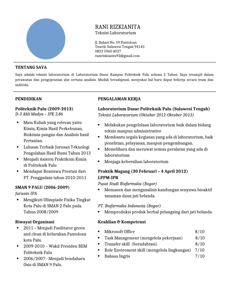 CV Rani Rizkianita | PDF