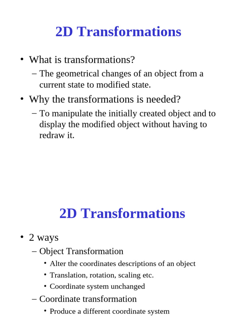 Understanding 2D Transformations | PDF | Cartesian Coordinate System ...