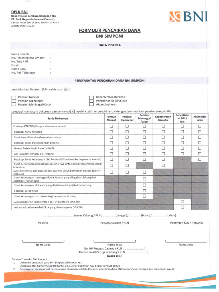 Formulir Simponi | PDF