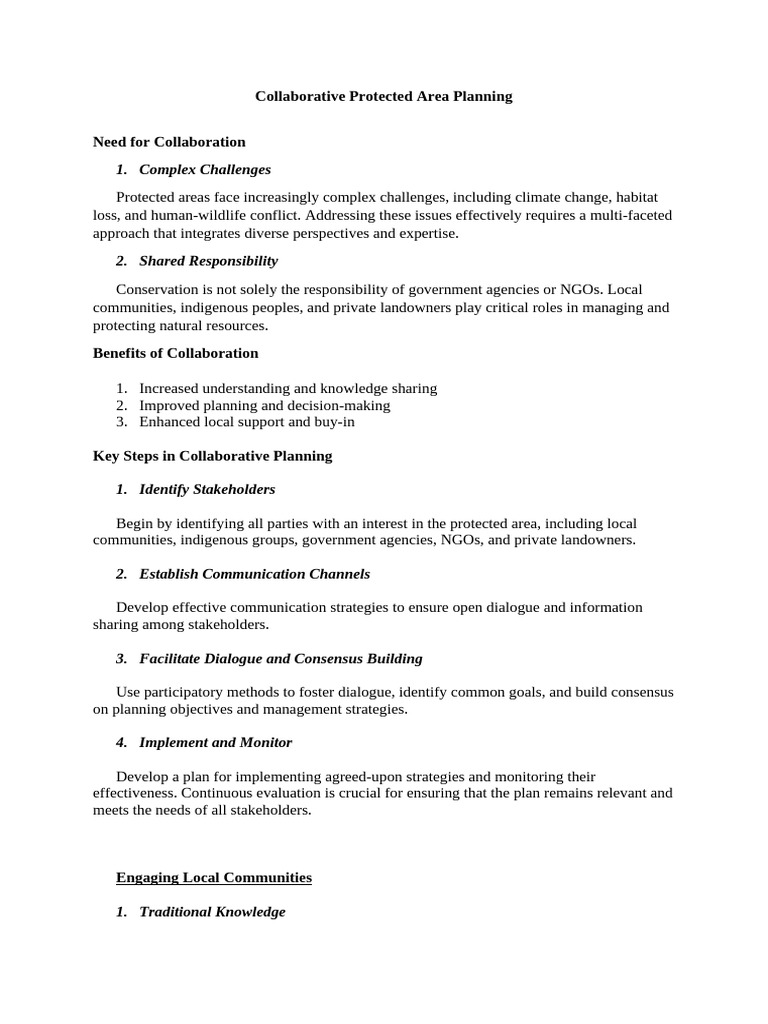 Collaborative Protected Area Management Guide | PDF | Evaluation ...