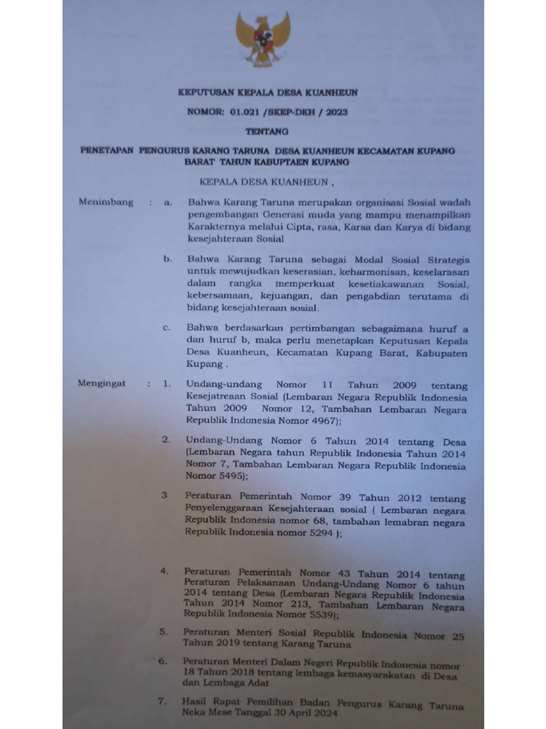 SK Karang Taruna Desa Kuanheun | PDF