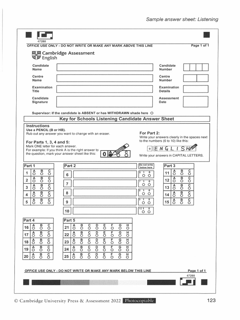KET Listening Sheet | PDF