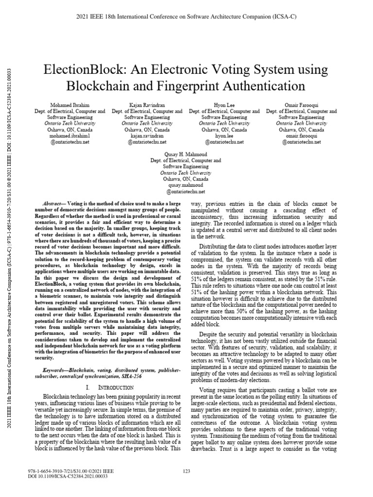 ElectionBlock_An_Electronic_Voting_System_using_Blockchain_and_Fingerprint_Authentication | PDF ...