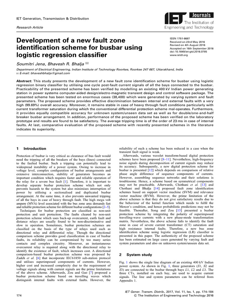Busbar Fault Zone Detection Using Logistic Regression | PDF | Support ...