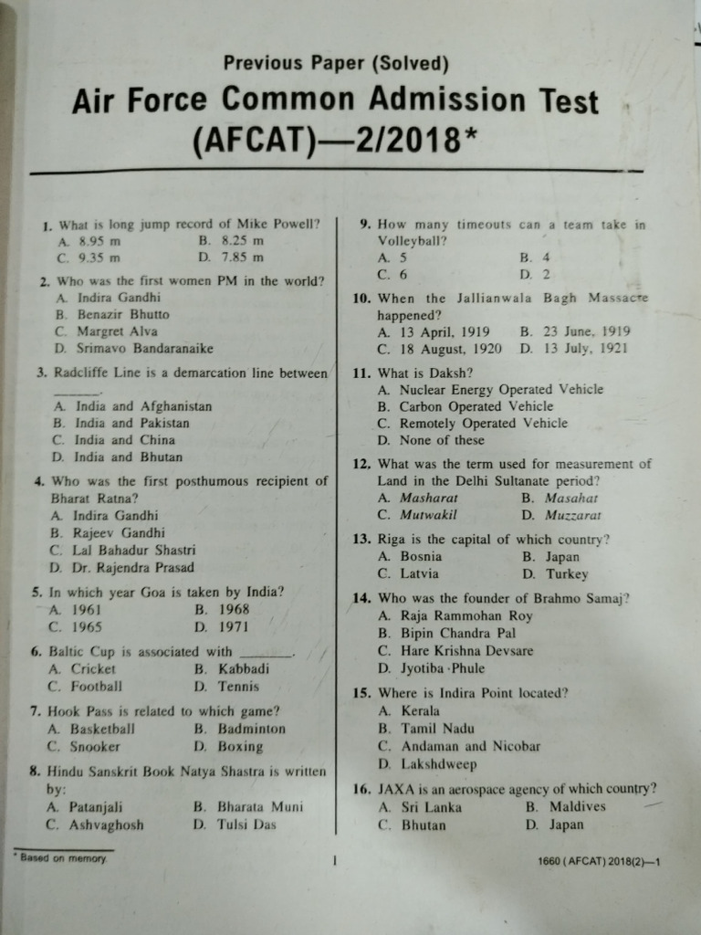 Afcat 2 - 2018 | PDF