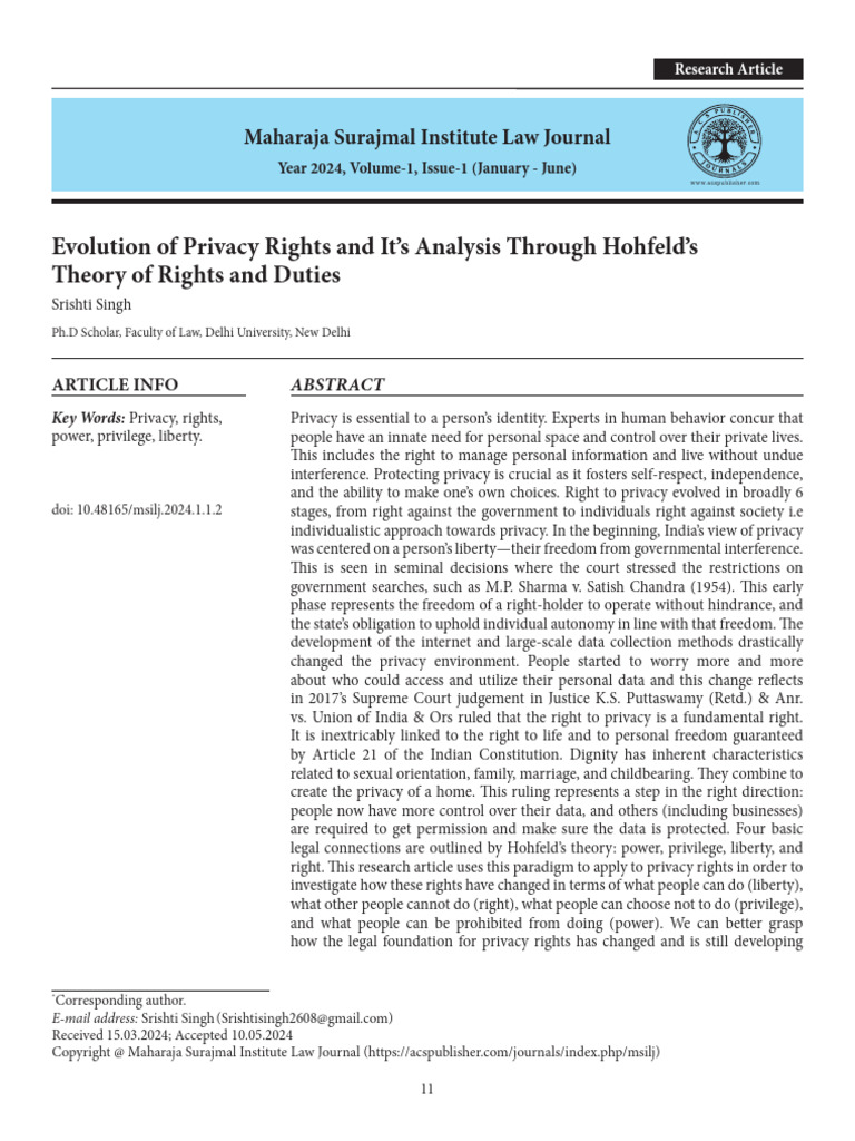 2 Evolution of Privacy Rights and | PDF | Privacy | Right To Privacy