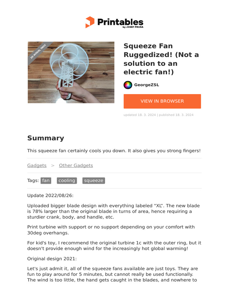 157894 Squeeze Fan Ruggedized Not a Solution to an Electric Fan ...