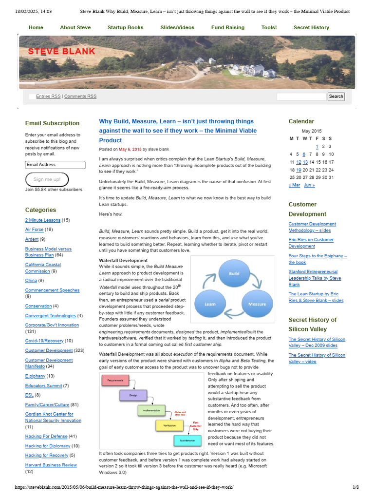 Steve Blank Why Build, Measure, Learn – isn’t just throwing things against the wall to see if ...