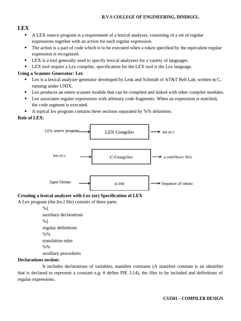 LEX | PDF | Regular Expression | Computing