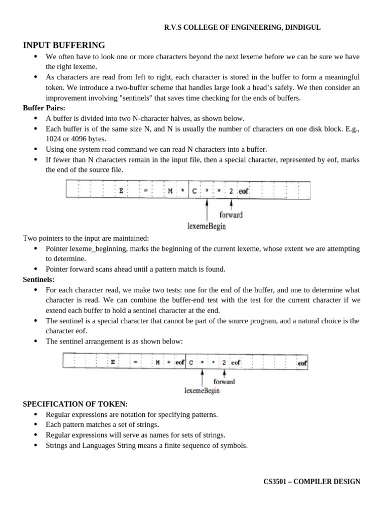 Input Buffering, Specification of Tokens, Recognition of Token | PDF | String (Computer Science ...
