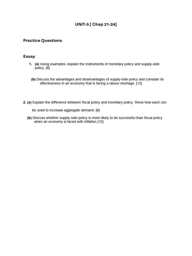 UNIT 5 (Chap21-24) - Practice Qns (Essay) | PDF