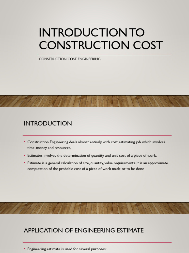 Introduction To Construction Cost | PDF | Real Estate Appraisal | Specification (Technical Standard)