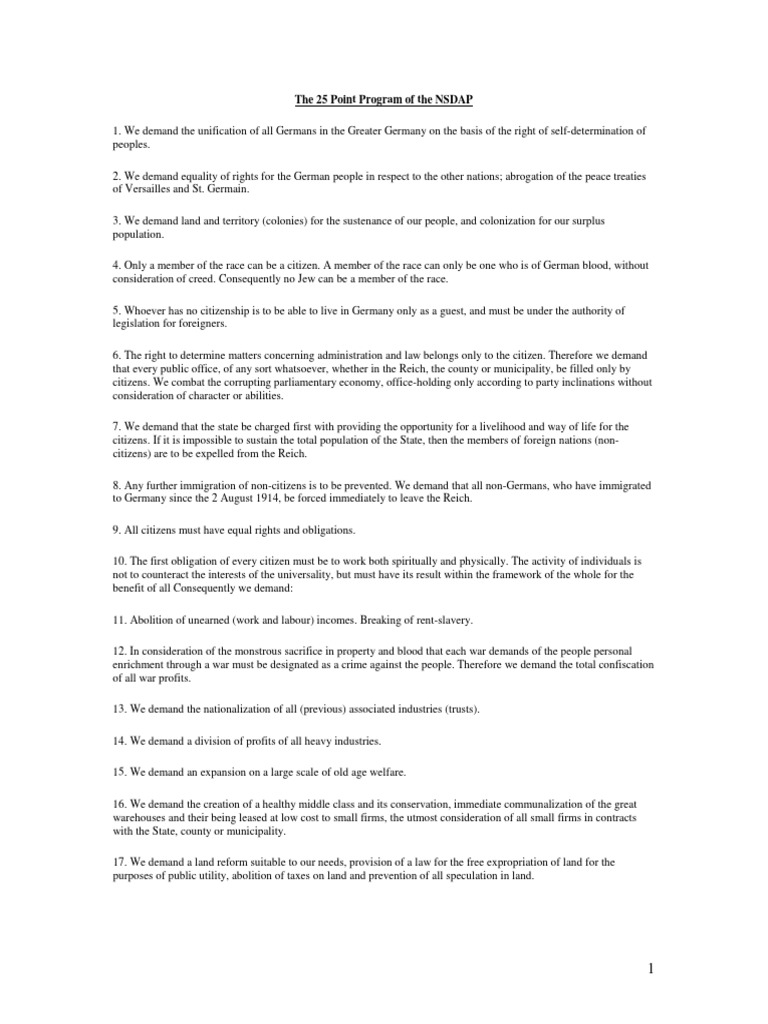 The 25-Point Program of NSDAP | PDF | Citizenship | Nazi Germany
