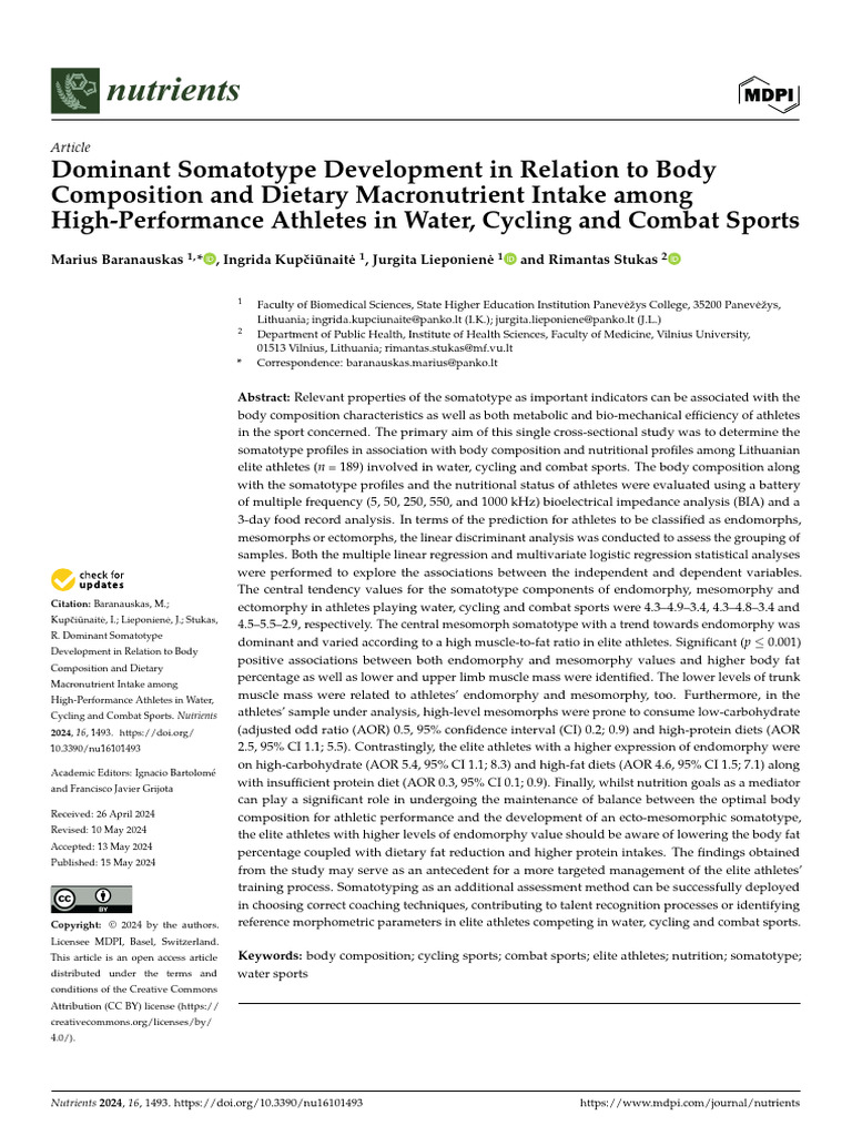 Dominant Somatotype Development in Relation to Body Composition and ...