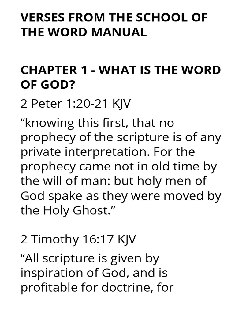 Verses From The School of The Word Manual | PDF | Jesus | Glory (Religion)