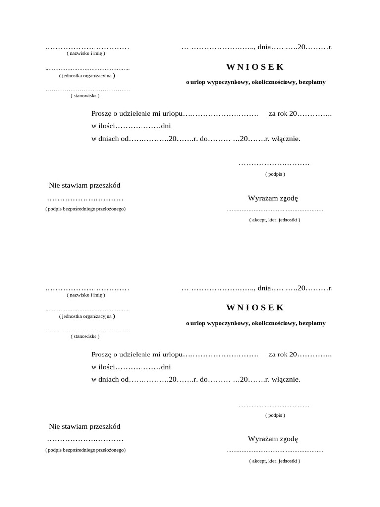 Wniosek o Urlop | PDF
