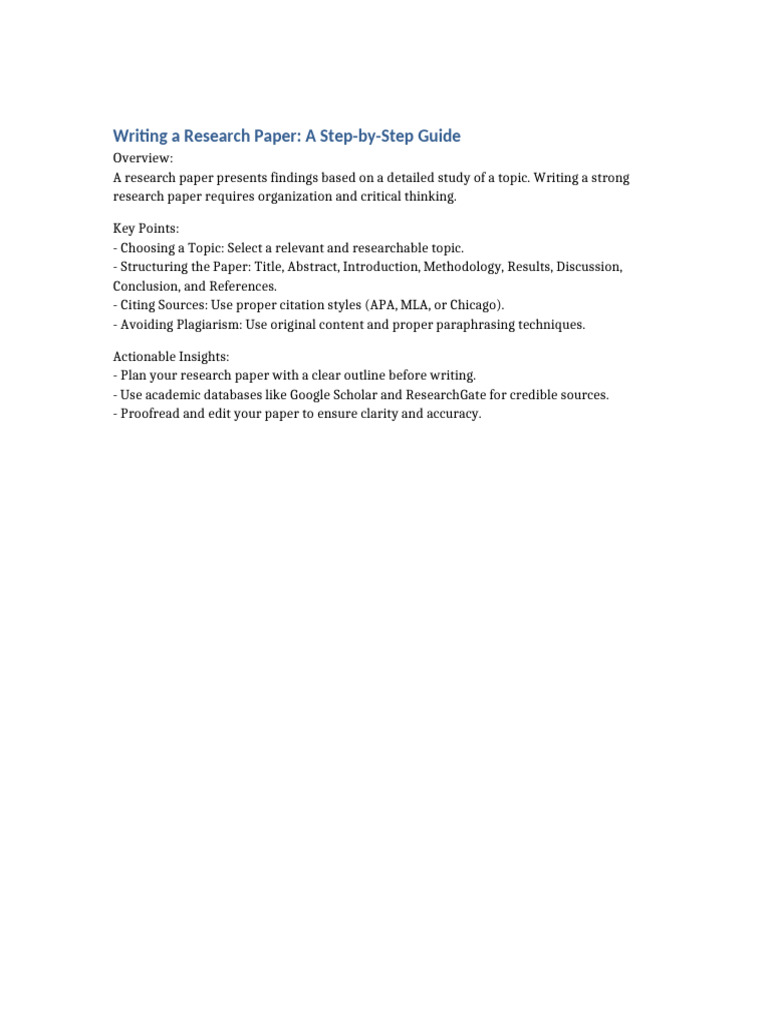 Writing A Research Paper | PDF