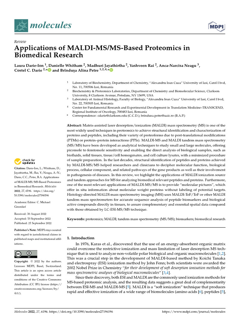 proteomics | PDF | Mass Spectrometry | Tandem Mass Spectrometry