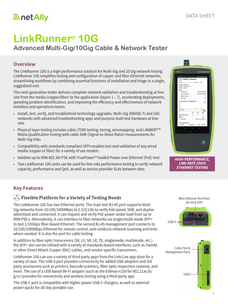 LinkRunner-10G-Product-Datasheet | PDF | Computer Network | Network Switch