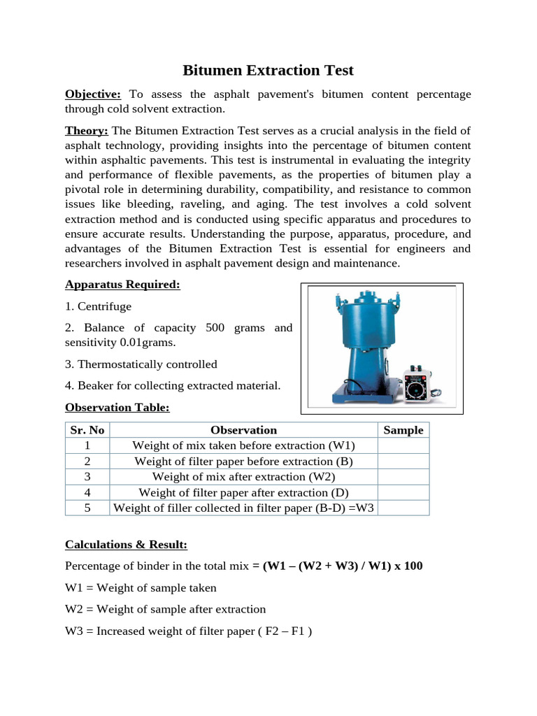Bitumen Extraction Test | PDF