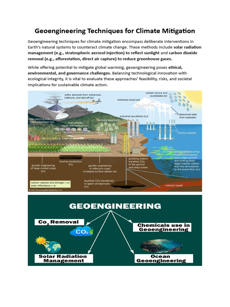 Geoengineering Methods for Climate Action | PDF | Carbon Sequestration ...