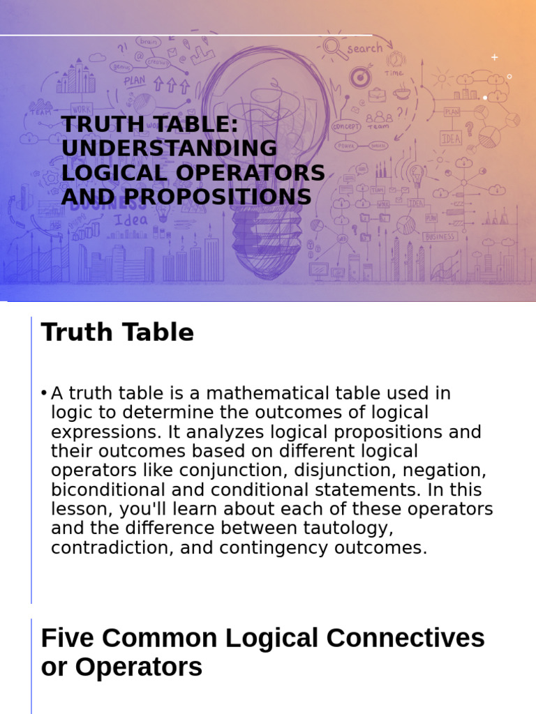 Truth-Table | PDF | If And Only If | Contradiction