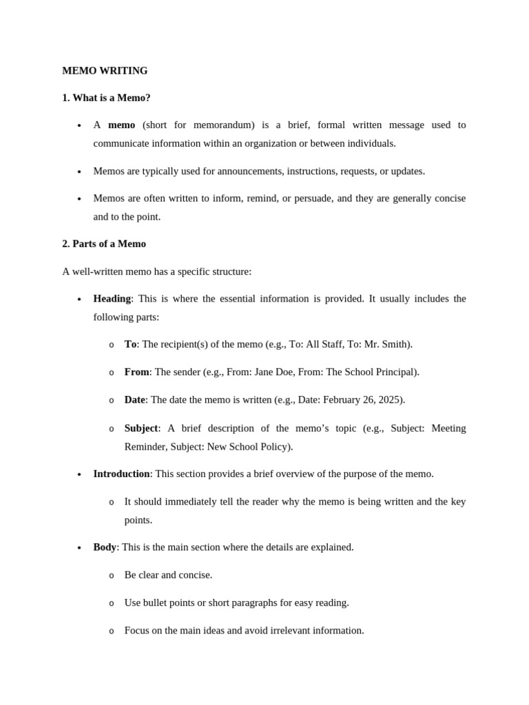 MEMO WRITING | PDF | Memorandum | Writing