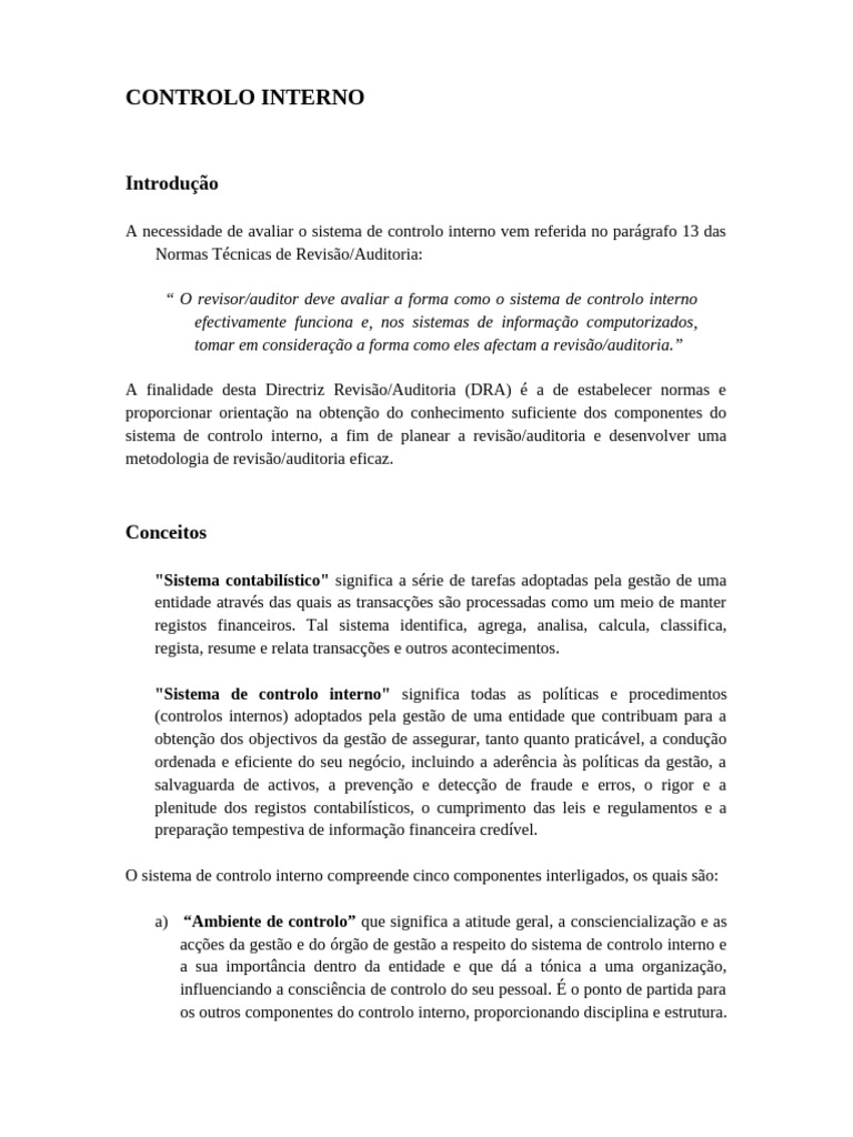 Avaliação do Sistema de Controle Interno | PDF | Comunicação | Informação