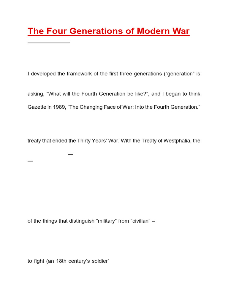 Four Generations of Modern Warfare | PDF | Maneuver Warfare | Military ...
