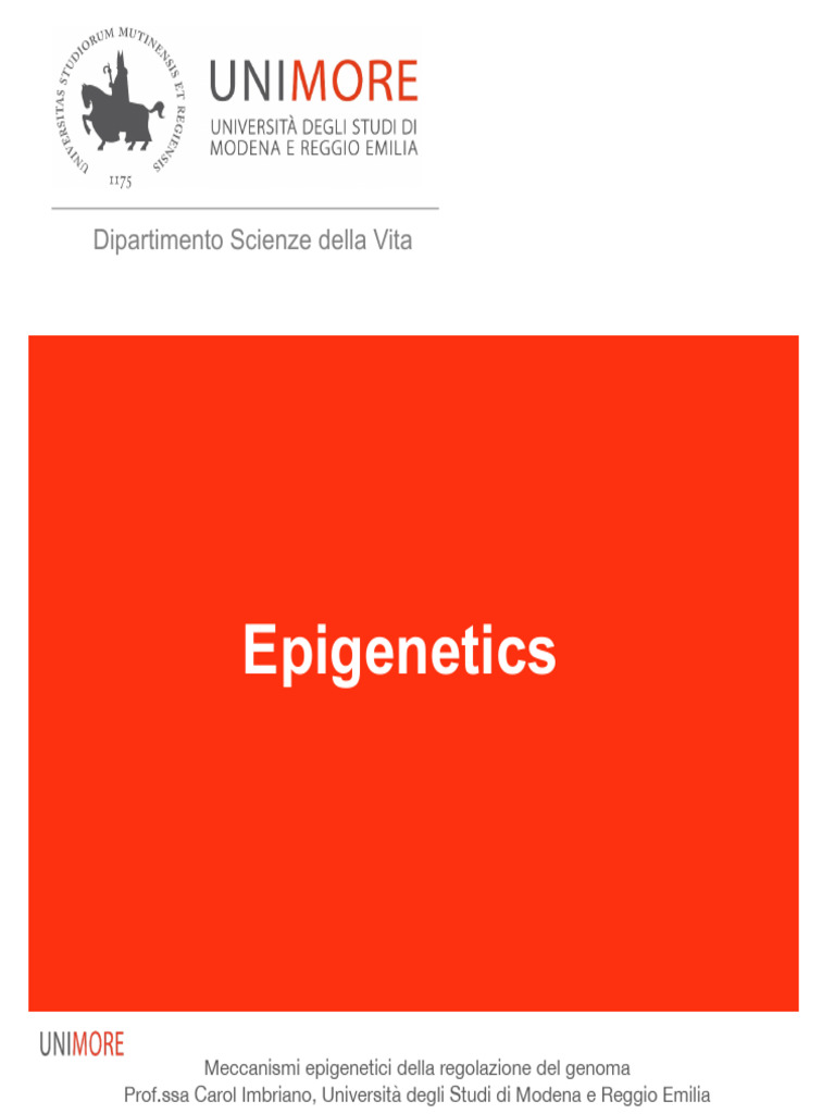 Imbriano Lesson1 Epigenetics | PDF | Epigenetics | Histone
