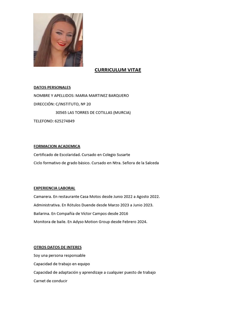 Curriculum Vitae Maria Martinez | PDF