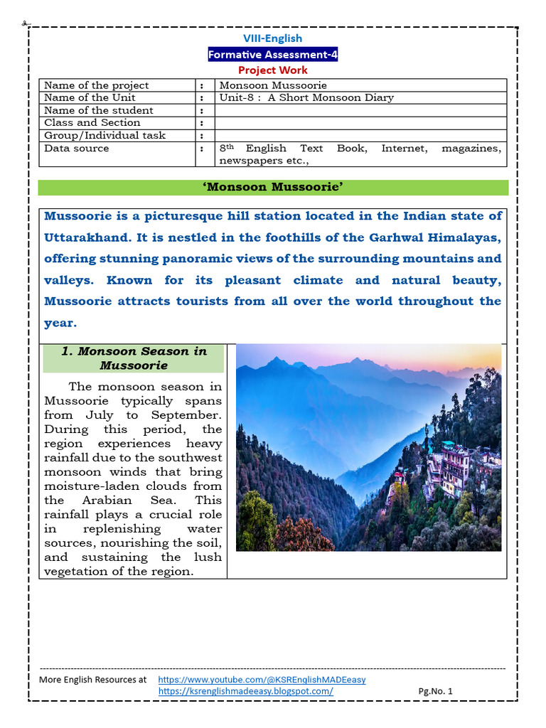 8th FA4-English Project Work | PDF | Rain | Monsoon