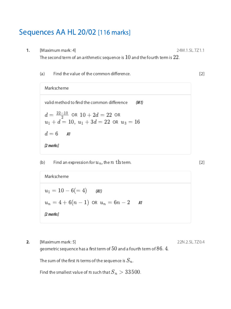 Arithmetic and Geometric Sequences Exam | PDF | Logarithm | Algebra