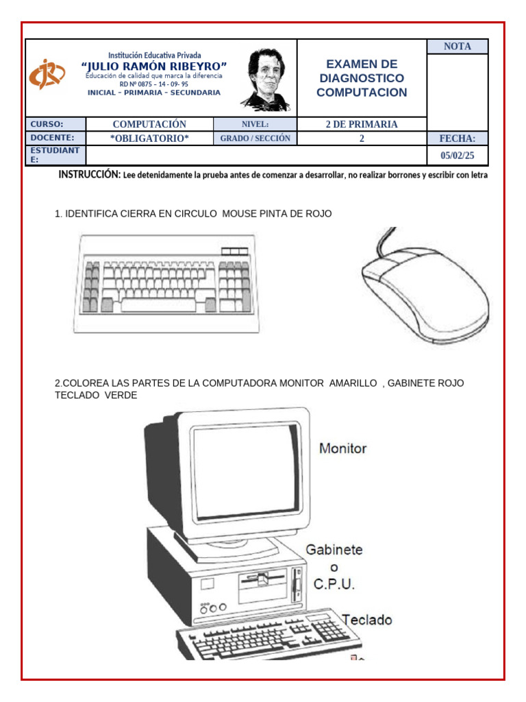 Examen de Computacion 2 de Primaria | PDF