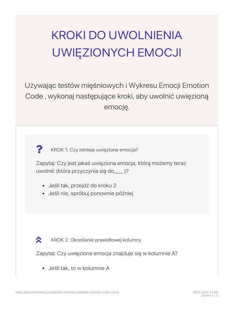 The Emotion Code Chart -. Discover Healing 2 | PDF