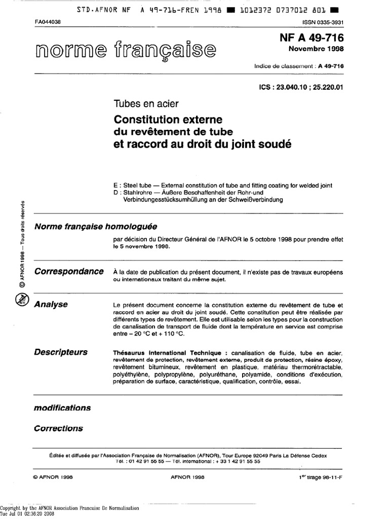 Afnor NF A49-716 | PDF