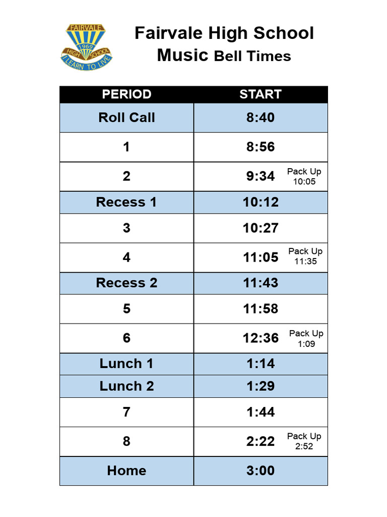 2022_FVHS_BELL_TIMES_A4 | PDF