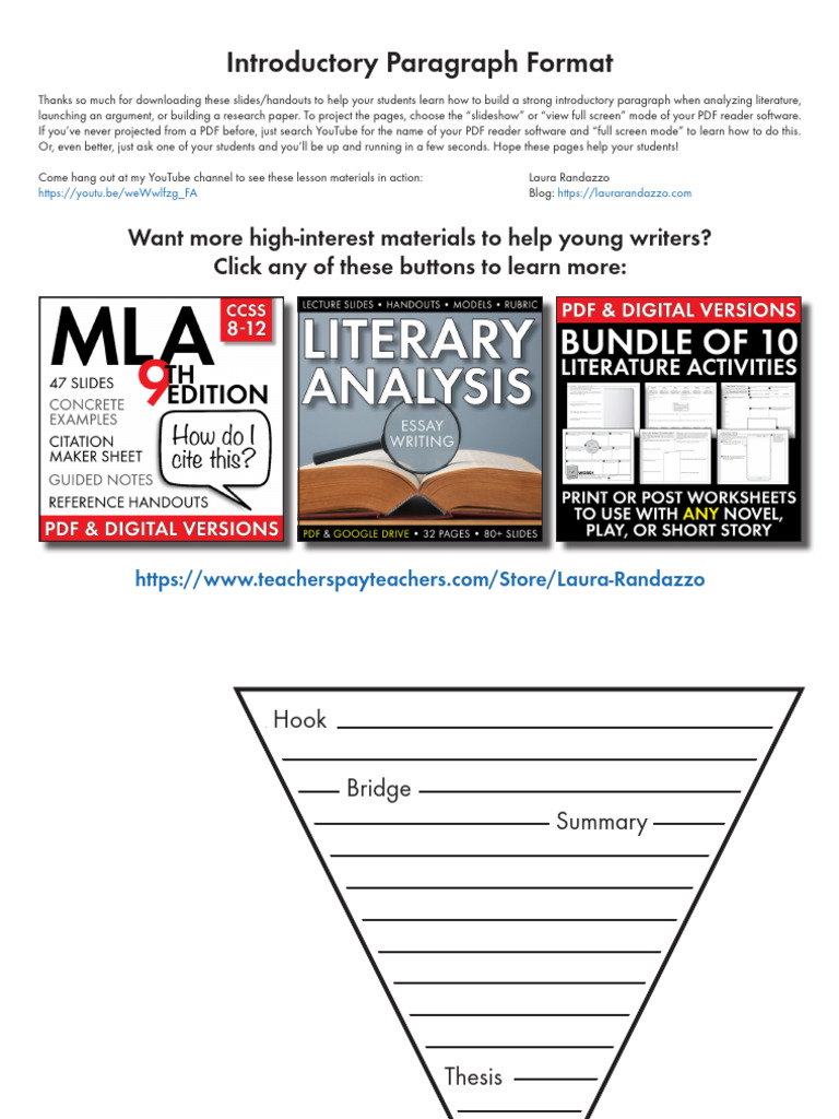 Introductory Paragraph Format | PDF | Essays