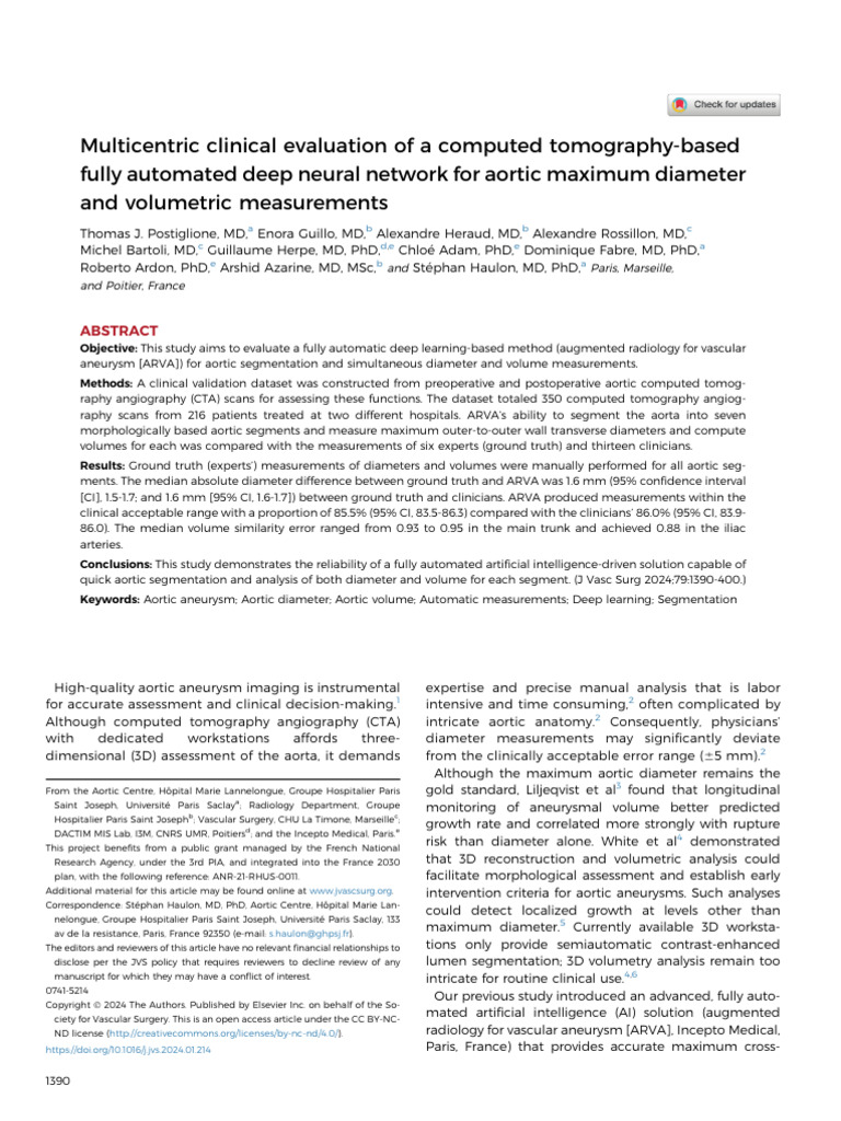 Multicentric clinical evaluation of a computed tomography based fully automated deep neural ...