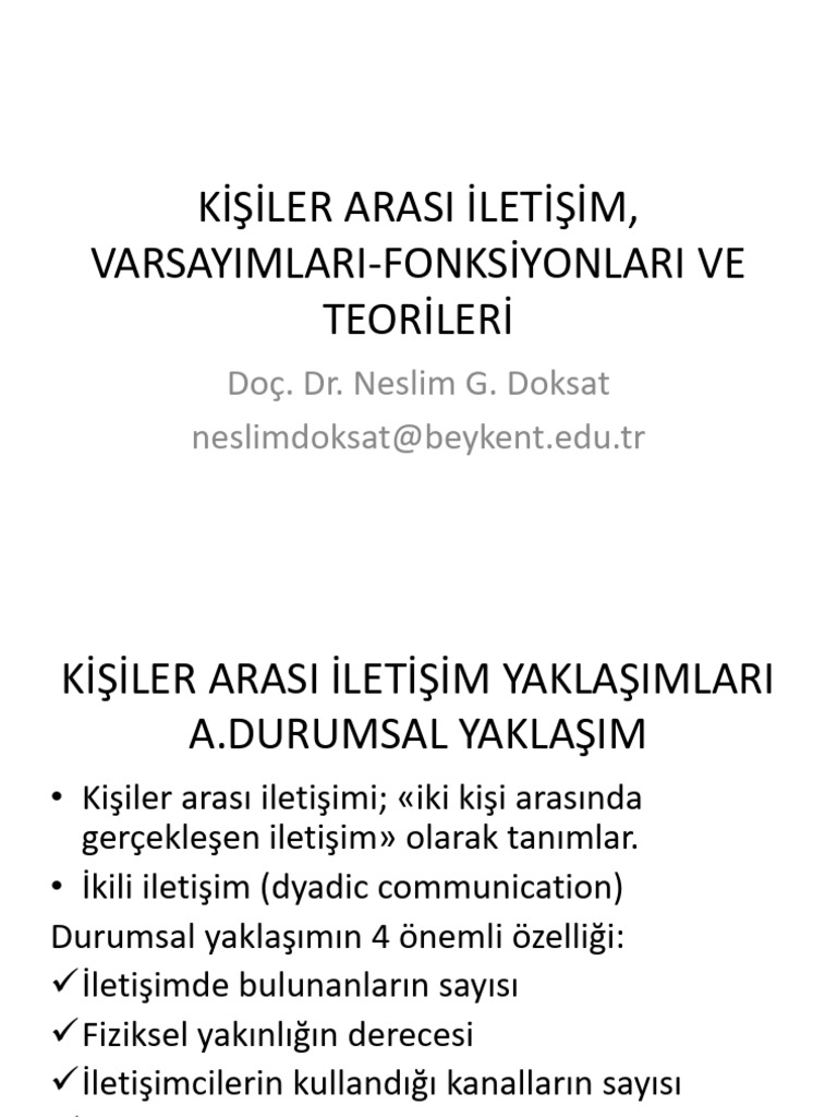 4-Kisiler Arasi Iletisim J Varsayimlari-Fonksiyonlar Ders | PDF