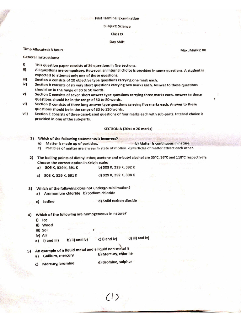 Class 9 Science MCQ | PDF