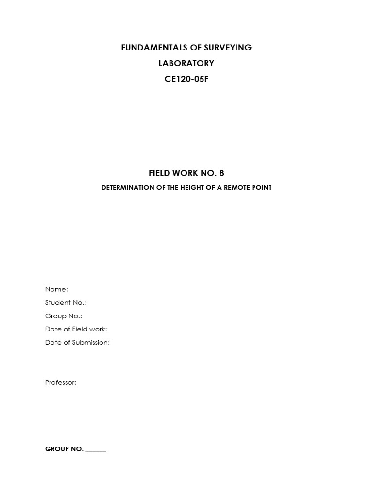 Field Work 7 Determination of Height of A Remote Point | PDF