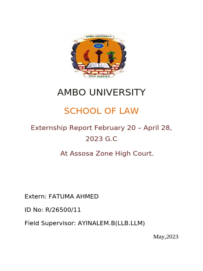 Externship Report at Assosa High Court | PDF | Judgment (Law) | Lawsuit